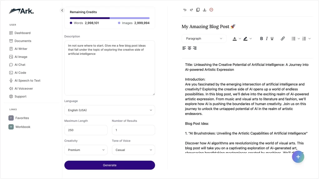 Arrk AI Content Writing Tools | Automated Writing | AI Templates ...